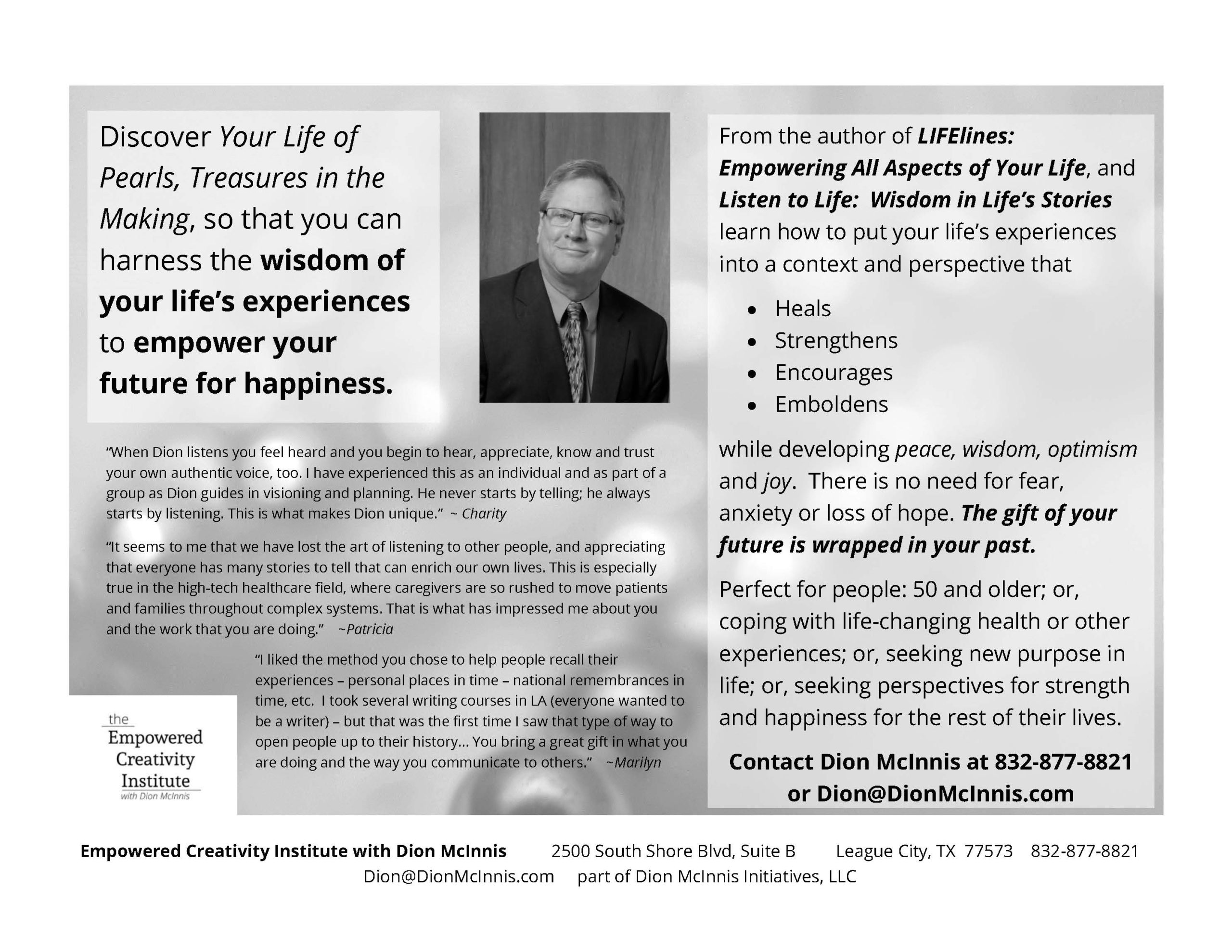 Life of Pearls flyer for Seniors – Dion McInnis